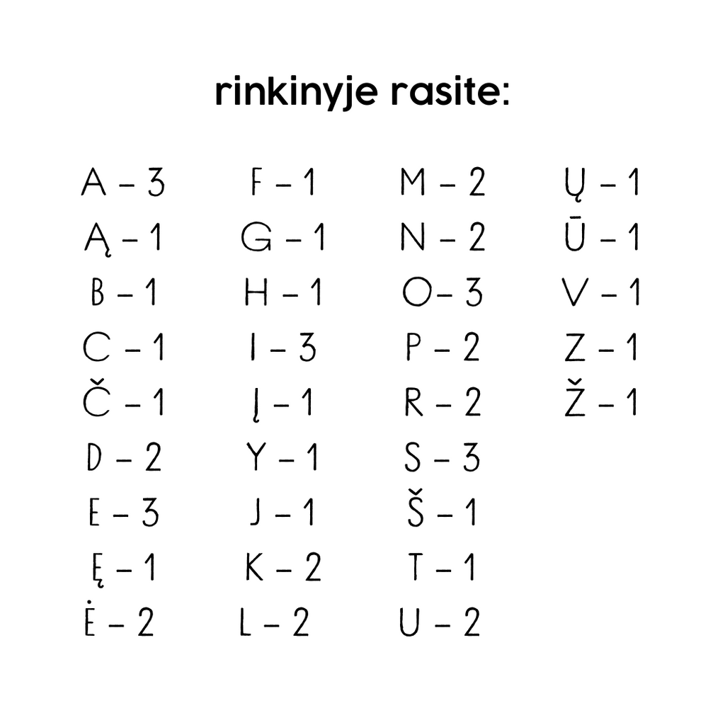 Lietuviškų raidžių rinkinys (51 vnt) – seku-vaiku