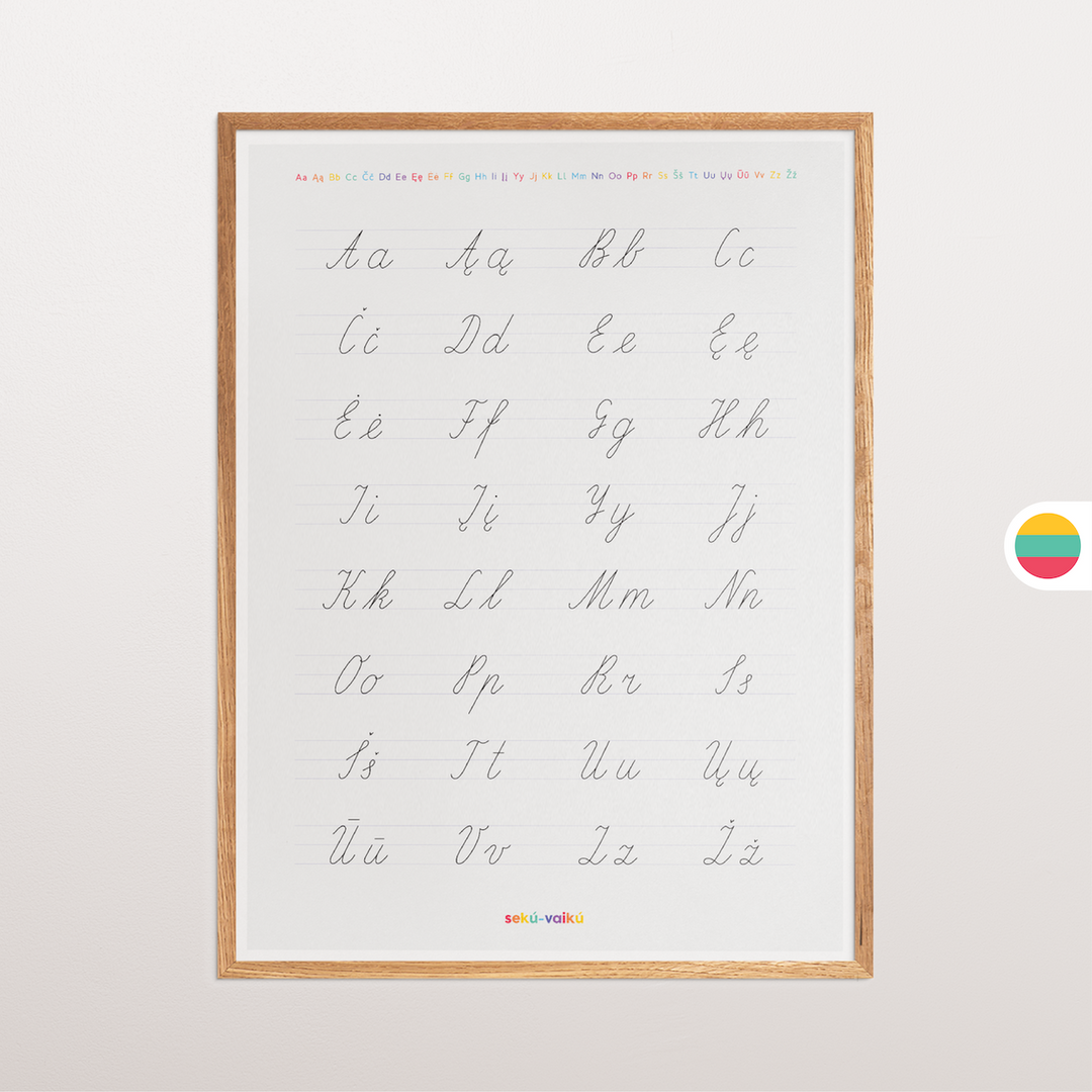 Rašytinė abėcėlė - plakatas ant drobės – seku-vaiku